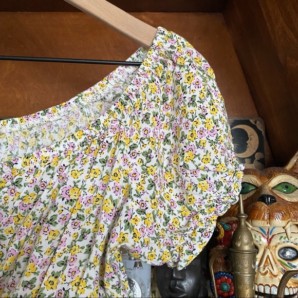 New Look | Tops | New Look Pink And Yellow Floral Off Shoulder Crop Top ...